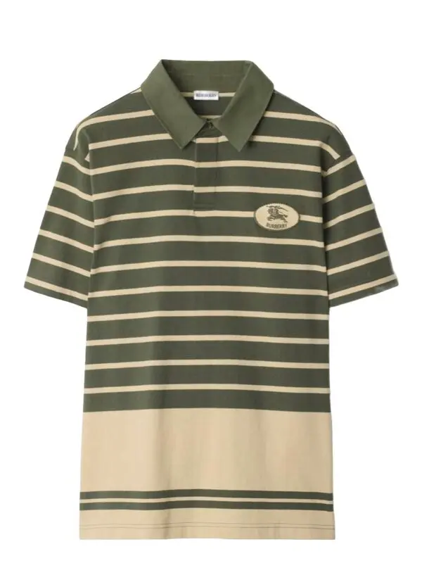 Burberry Striped Cotton Polo Shirt - Yew