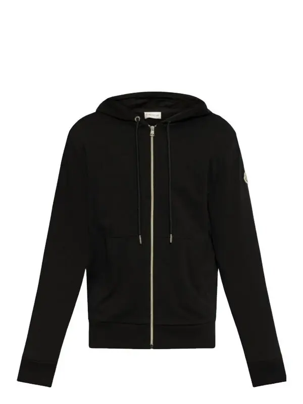 Moncler Zip-up Hooded Cardigan - Black