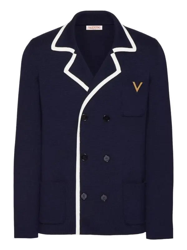 Valentino Garavani V-gold Double-breasted Jacket - Blue