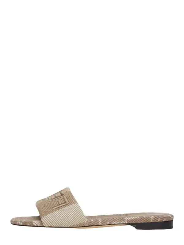 Fendi Sunshine Denim-effect Jacquard Slides - Nude