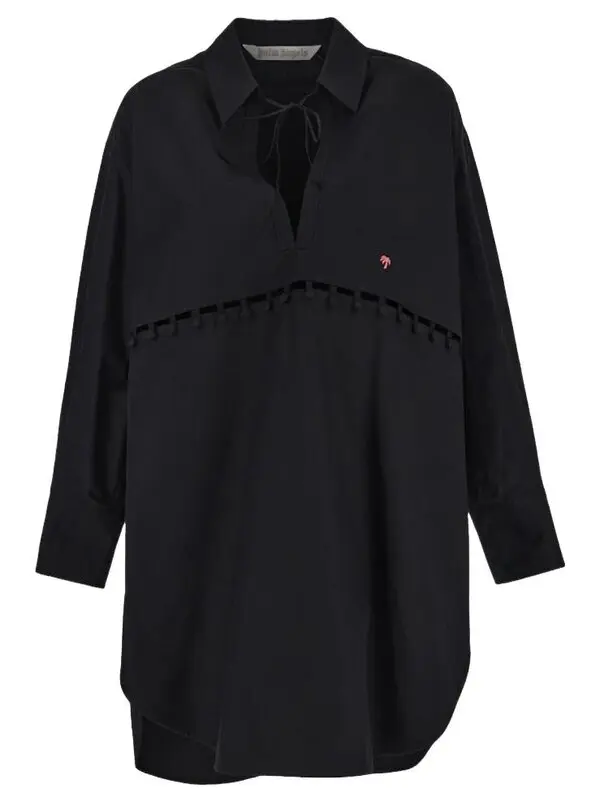 Palm Angels Palm Detailed Midi Shirt Dress - Black
