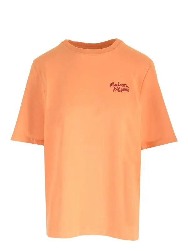 Maison Kitsuné Logo Embroidered Crewneck T-shirt - Pink