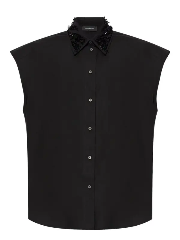 Fabiana Filippi Embellished Collar Sleeveless Shirt - Black