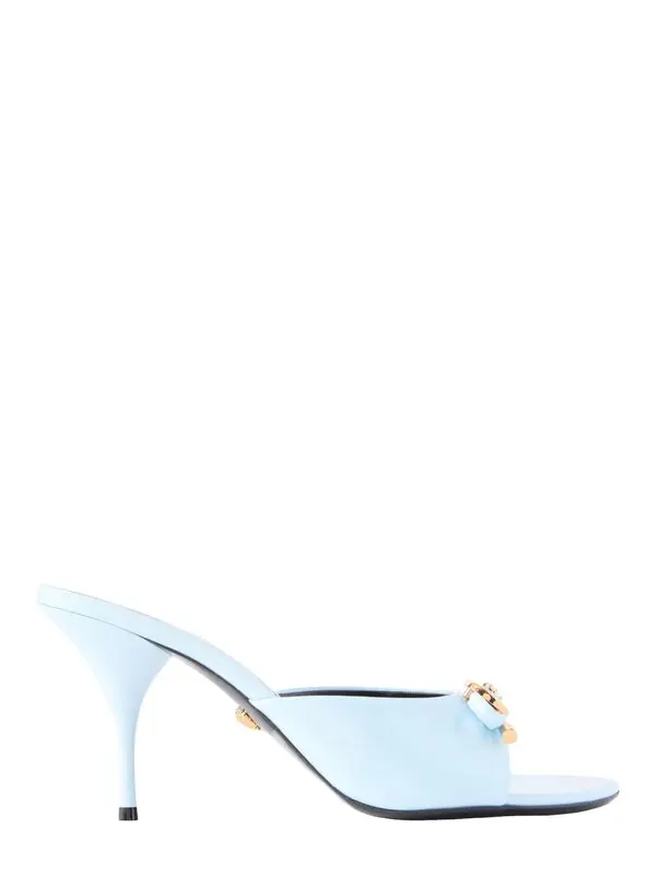 Versace Opera Bow Heeled Mules - Light Blue