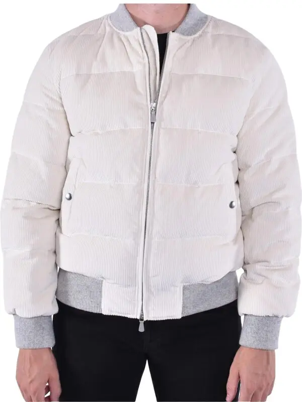 Eleventy Velluto Bomber Jacket - White