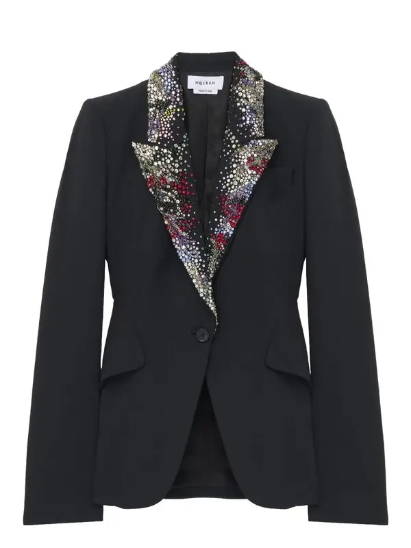 Alexander McQueen Embellished Peak Lapel Blazer - Black