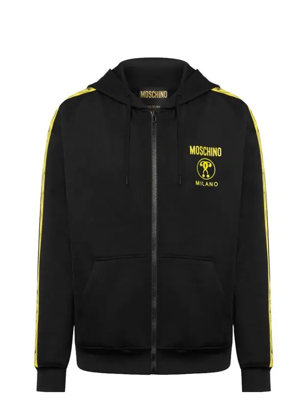 Moschino Zip-up Hoodie With Embroidered Logo Detail - Black