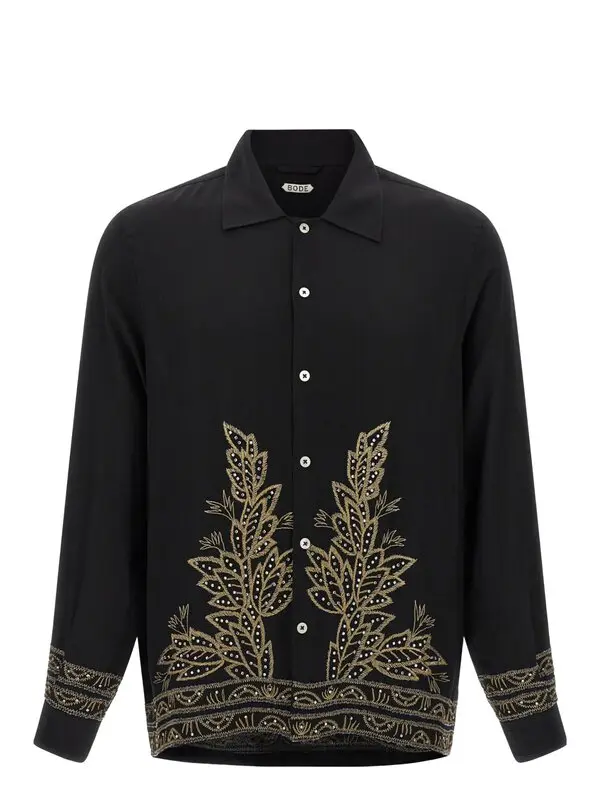 BODE Beaded Epoque Embroidered Shirt - Black