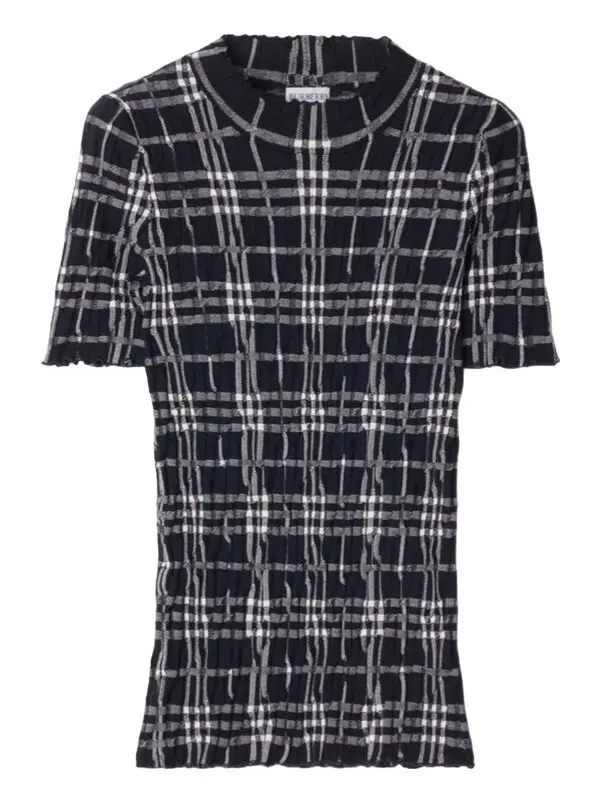 Burberry Checked Knitted Top - Ink/chalk