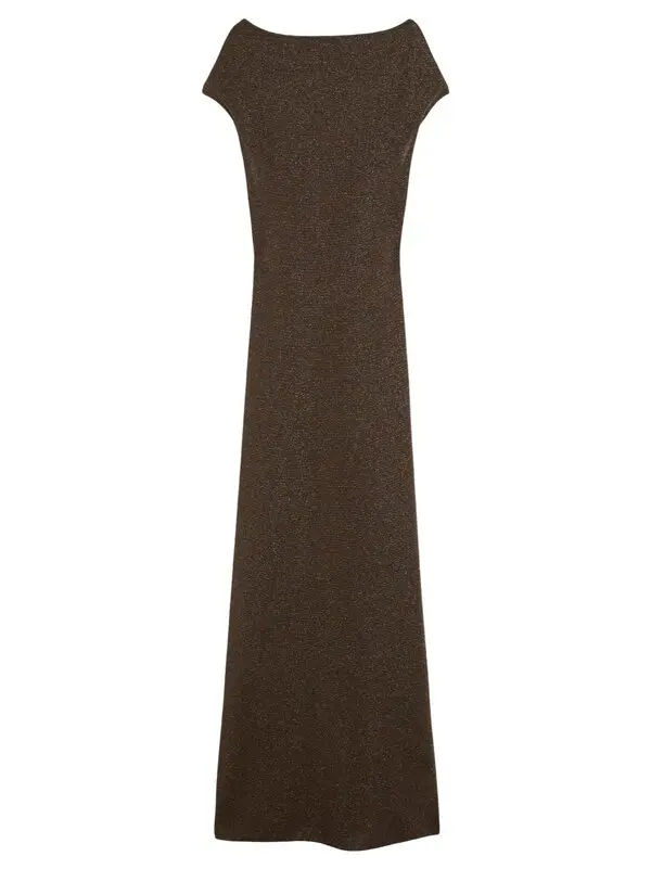 Max Mara Viscose And Lurex Yarn Maxi Dress - Maroon