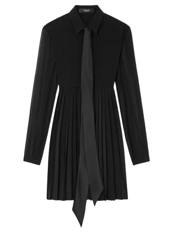 Versace Crêpe De Chine Lavallière Mini Dress - Black