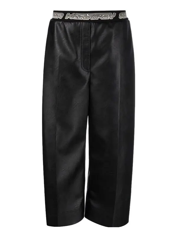 Stella McCartney Logo Waistband Faux-leather Culottes - Black
