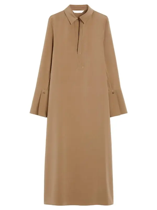 Max Mara Silk Crepe De Chine Dress - Hazelnut Color