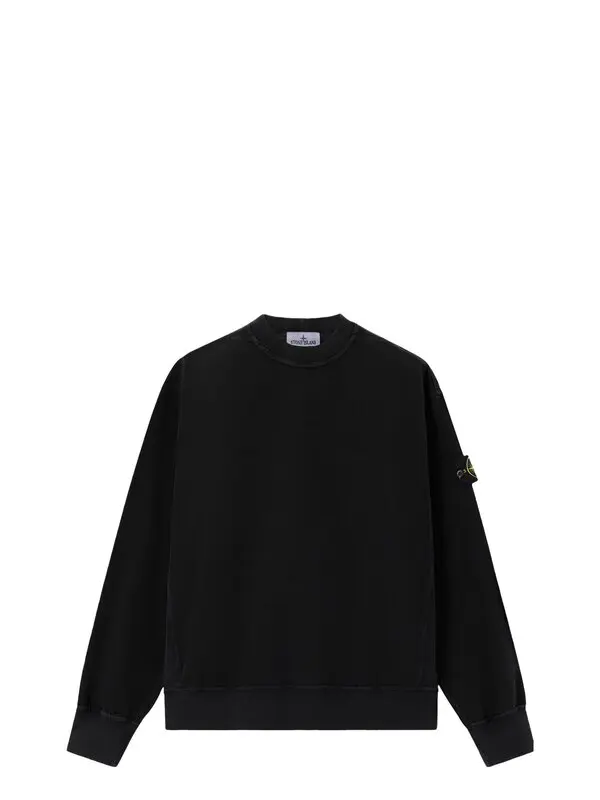 Stone Island Washed Effect Logo Patch Sweatshirt - Black