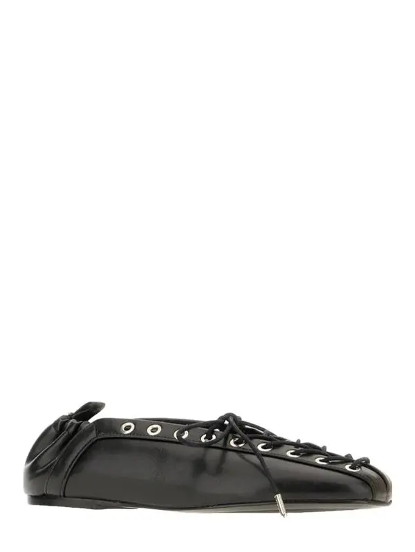 GANNI Lace-up Ballet Flats - Black