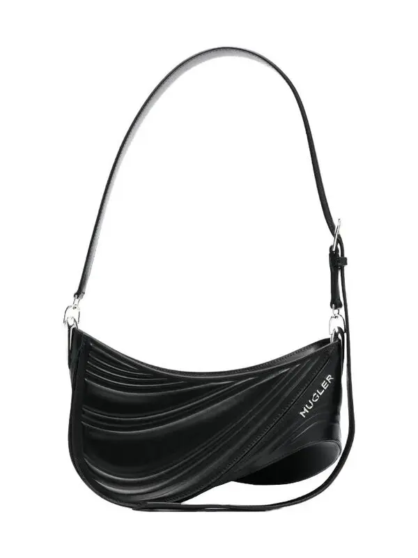 MUGLER Top Zipper Shoulder Bag - Black