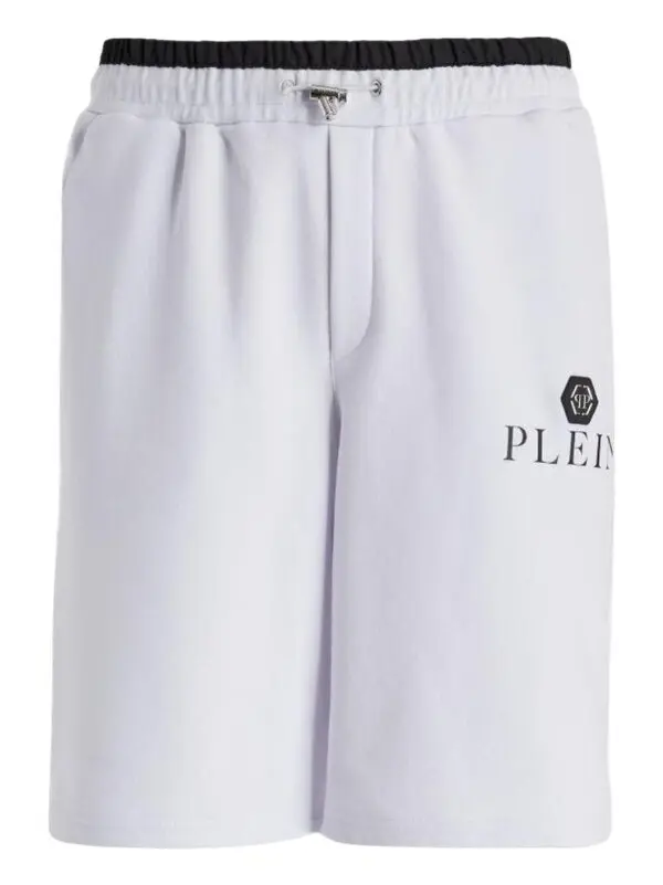 Philipp Plein Logo Plaque Drawstring Track Shorts - White