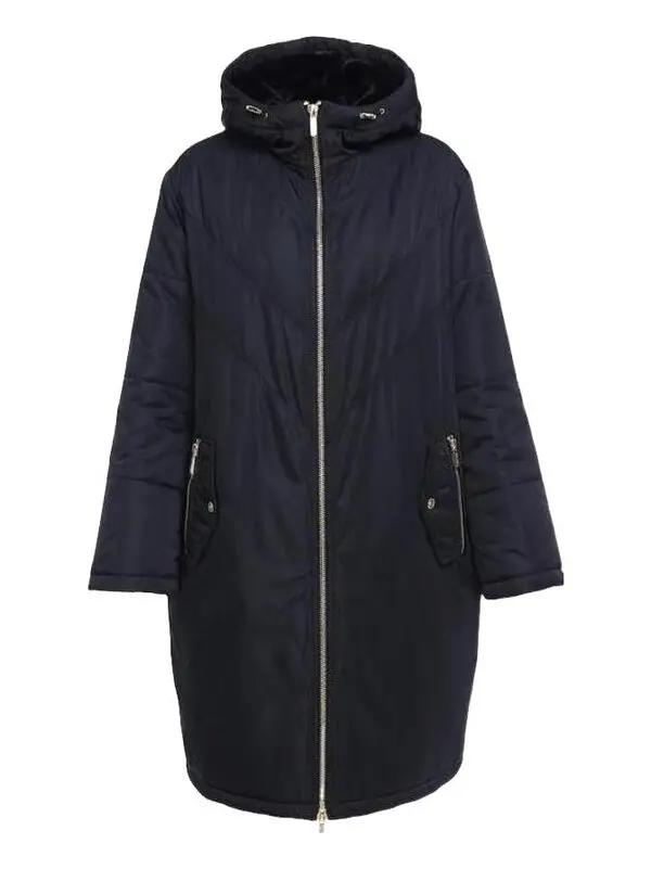 Versace Zipper Hooded Down Jacket With Fur Trim - Black
