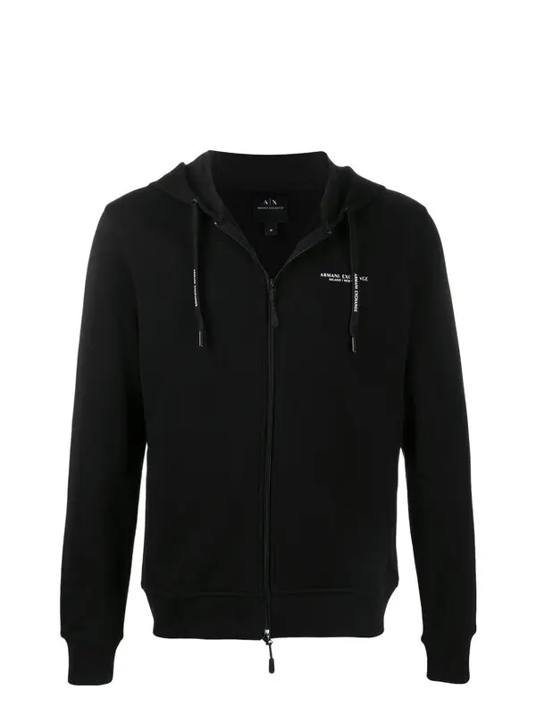 Armani Exchange Logo-print Zip-front Hoodie - Black