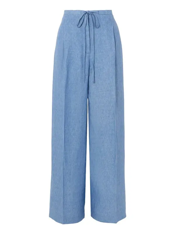 RÓHE Linen Wide-leg Trousers - Blue