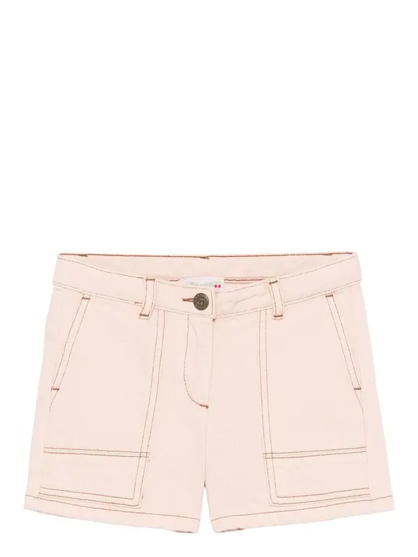 Bonpoint Logo-patch Denim Shorts - Light Pink