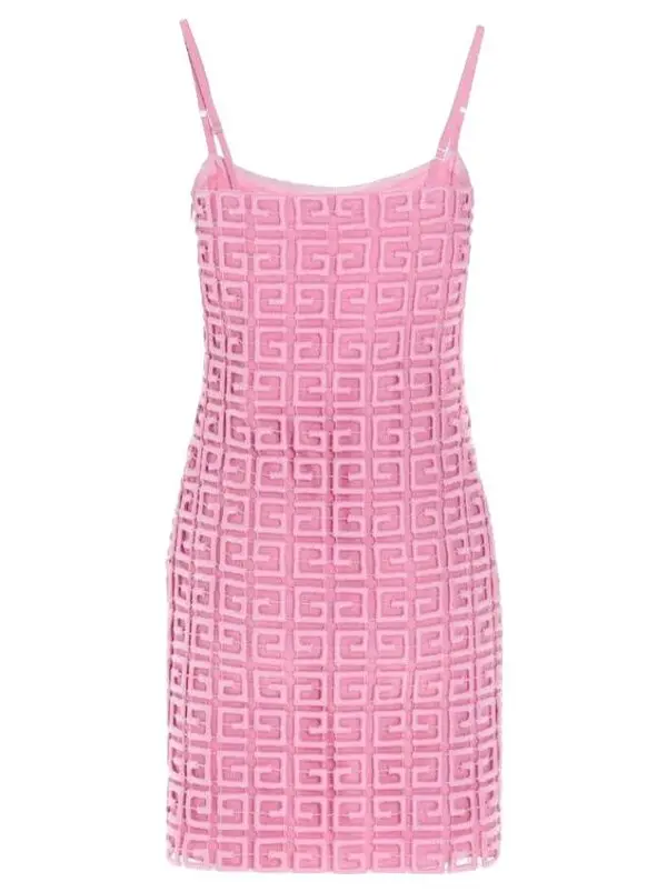 Givenchy 4g Logo Embroidered Mini Dress - Pink