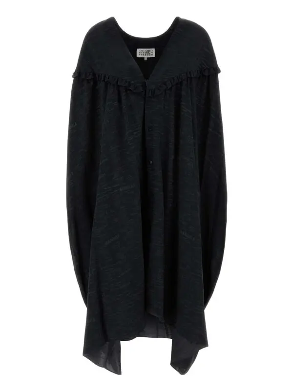 MAISON MARGIELA V-neck Midi Dress With Cape Sleeves - No