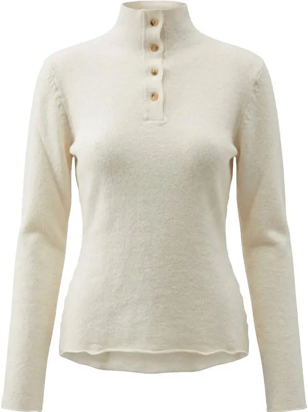 Bottega Veneta Long-sleeved High Collar Sweater - Chalk Color