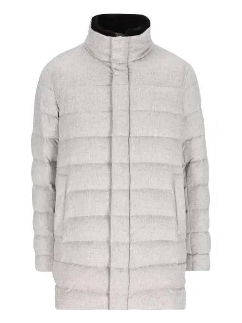 Herno Mid-length Down Jacket With Stand Collar - White