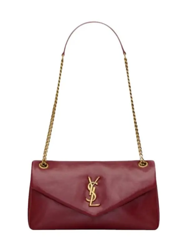 Saint Laurent Calypso Foldover Top Small Shoulder Bag - Ruby