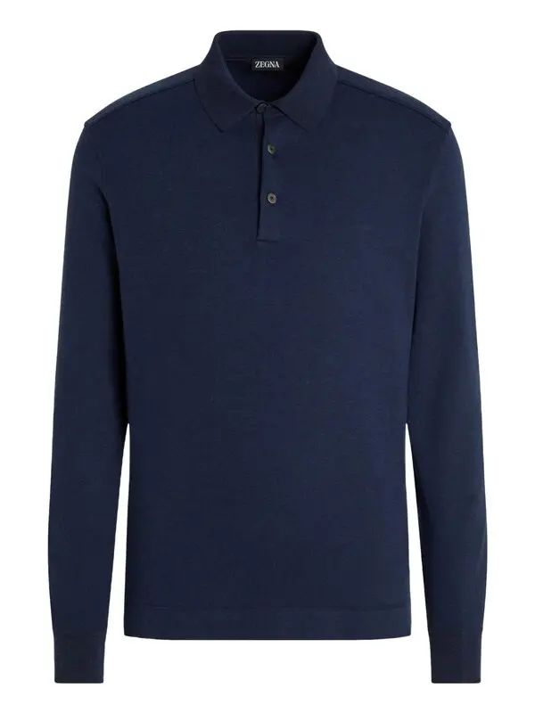 Zegna Long-sleeve Polo Shirt - Dark Blue