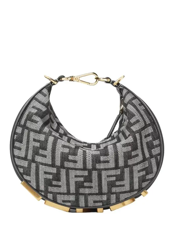 Fendi Ff Jacquard Mini Hobo Bag - Blue