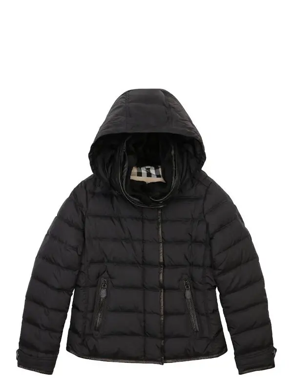 Burberry Hooded Down Jacket With Zip Up - Black