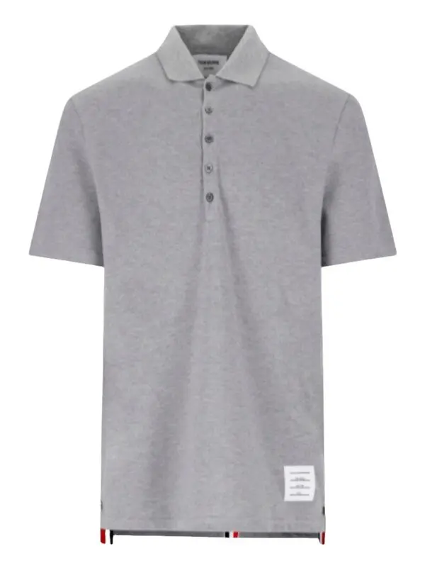 Thom Browne Classic Pique Stripe Relaxed Polo Shirt - Light Grey