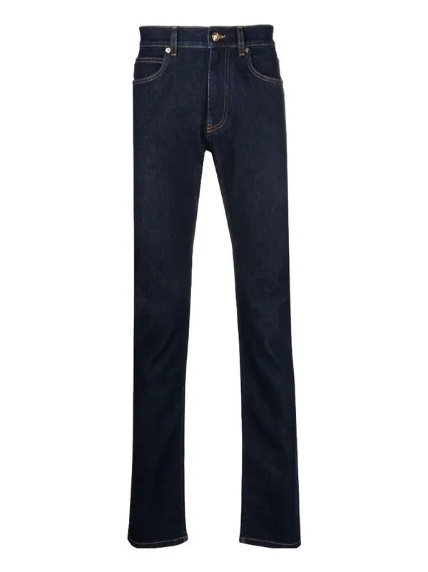 Versace Logo Patch Slim Cut Jeans - Black