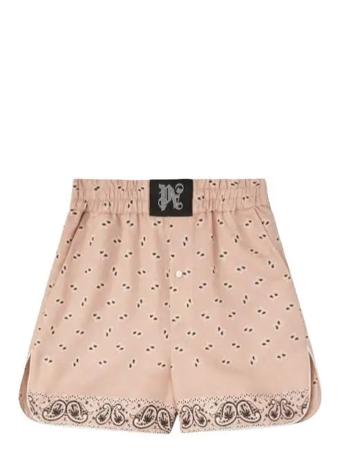 Palm Angels Paisley Printed Elastic Waist Shorts - Nude