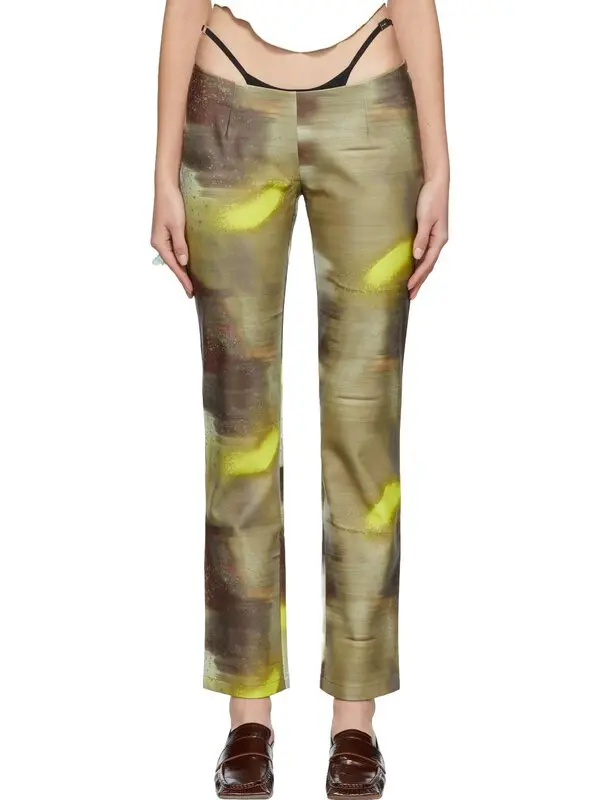 Miaou Multi-color Printed Slim Trousers - Green