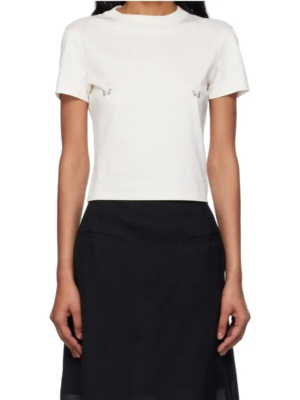 MUGLER Ribbed Knit Top With Pierced Detail - Black