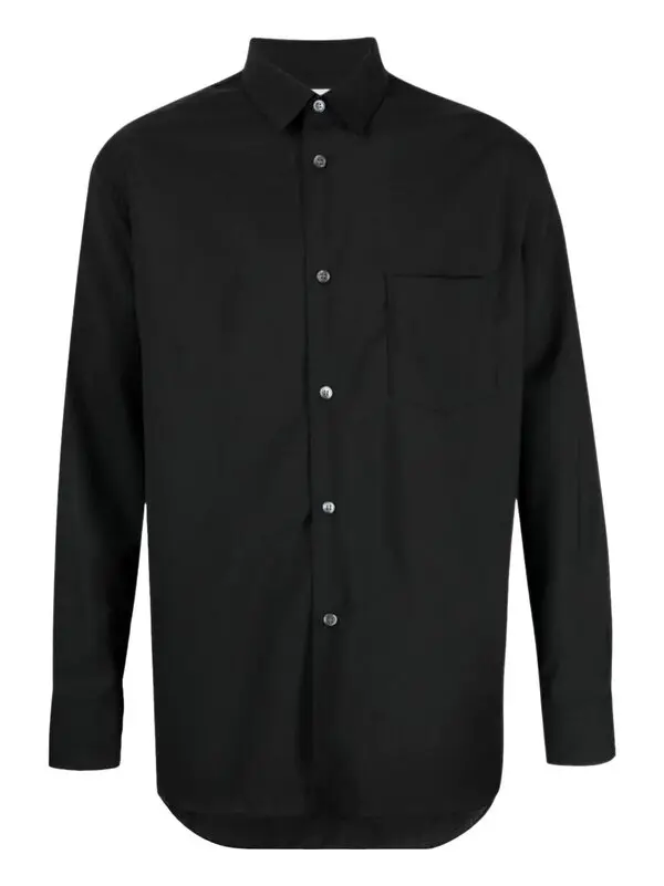 Comme Des Garçons Curved-hem Wool Shirt - Black