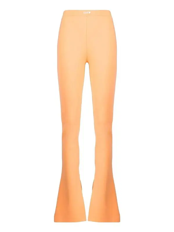 Off-White High Waisted Split Flared Leggings - Nude