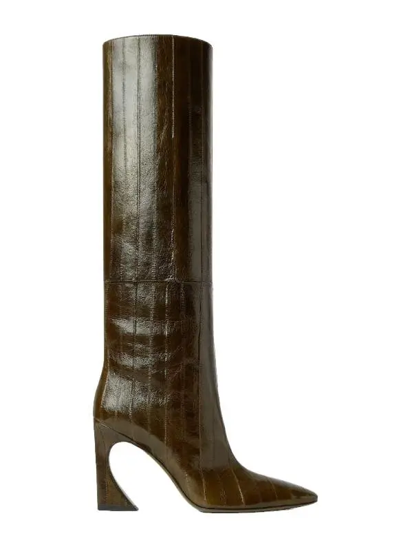 Fendi 95mm Arco Leather Boots - Green
