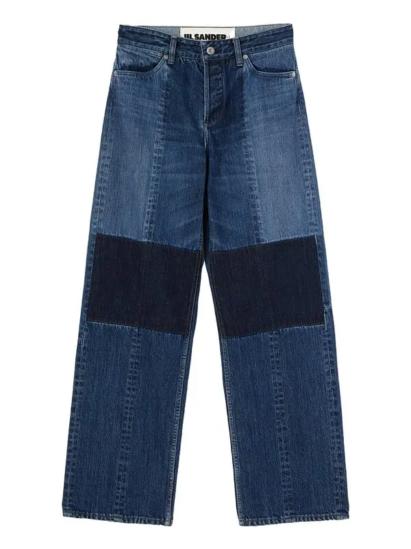 JIL SANDER Patchwork Straight-leg Jeans - Blue