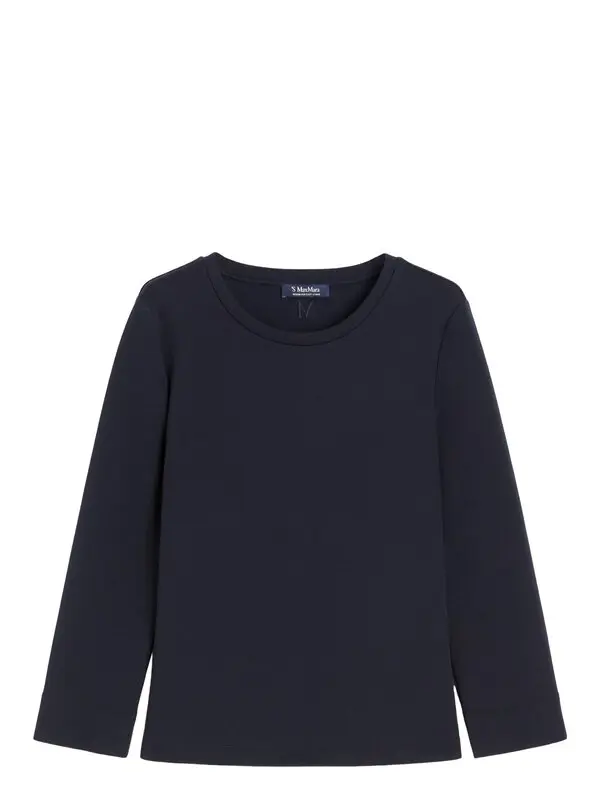 Max Mara Scuba Jersey T-shirt With Embroidered Monogram - Ultramarine Blue