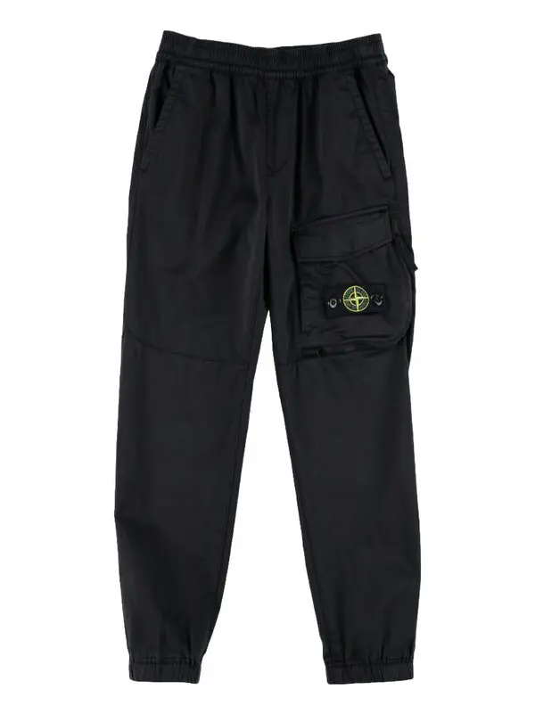 Stone Island Casual Trousers With Logo Patch - Black