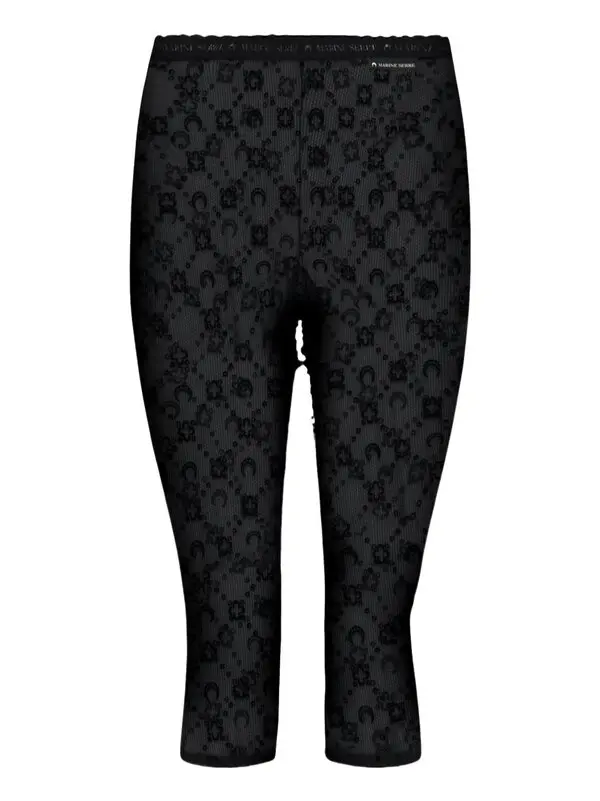 MARINE SERRE Monogram Mesh Capri Pants - Black