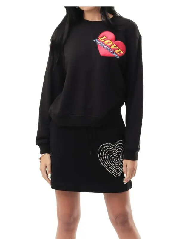 Moschino Heart Appliqué Crewneck Sweater - Black