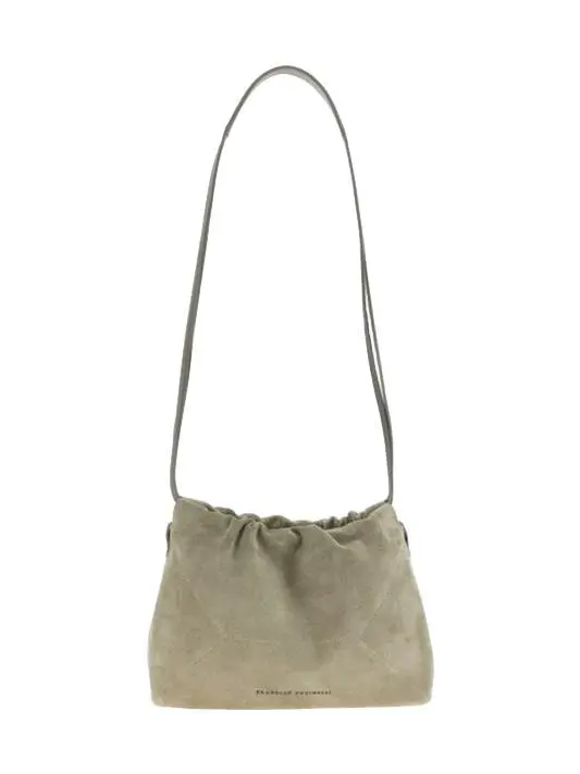 Brunello Cucinelli Suede Pouch Bag With Monile Details - Nude