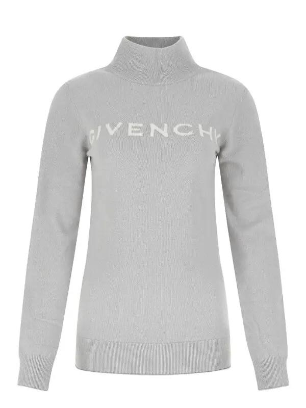 Givenchy High Neck Logo Sweater - Gray