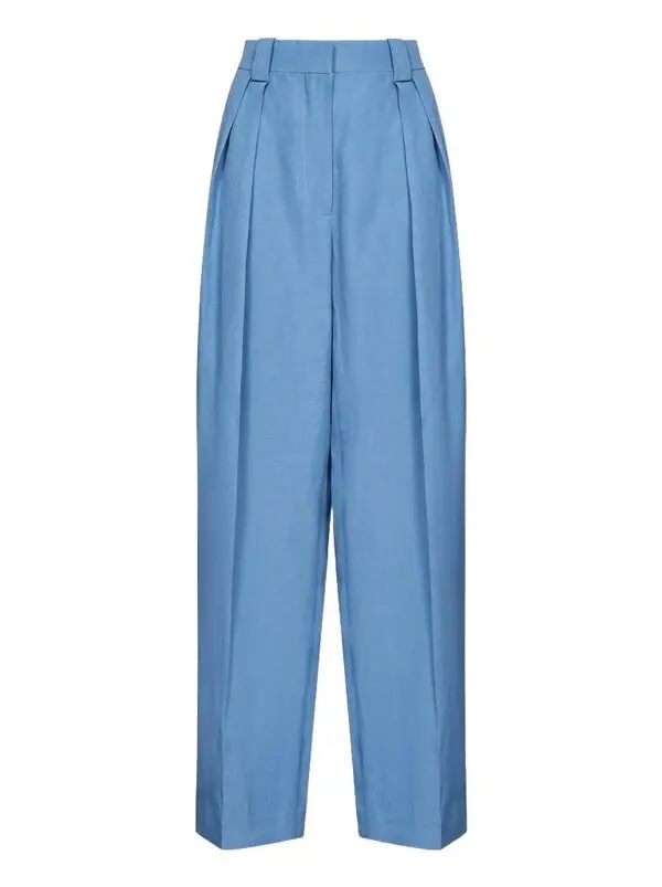 Stella McCartney Pleated Linen Trousers - Blue