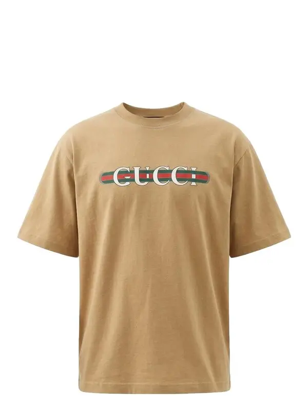 Gucci Logo Printed Jersey T-shirt - Camel